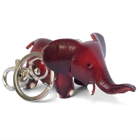 Accessories | Genuine Red Leather Elephant Keychain Handmade ...